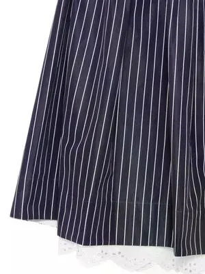 Dice Kayek Lace-hem Pinstriped Midi Skirt