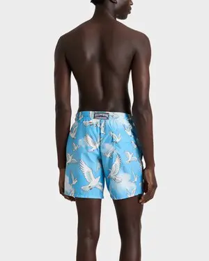 Vilebrequin Moorea Swim Trunks In Doves Print