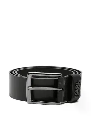 Karl Lagerfeld Logo Plaque Buckle Belt - Black