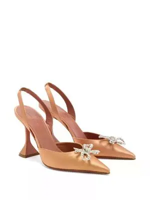 Amina Muaddi Rosie Crystal-bow Slingback Pumps
