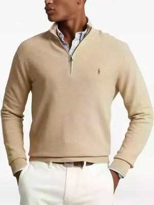 Polo Ralph Lauren Quarter-zip Waffle Knit Sweater - Neutrals