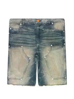 HELLSTAR Panelled Frayed-hem Denim Shorts