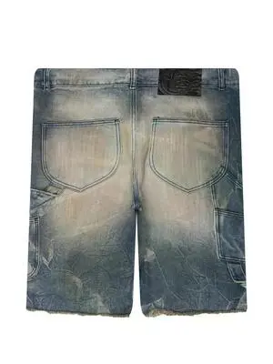 HELLSTAR Panelled Frayed-hem Denim Shorts