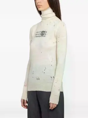 MAISON MARGIELA Distressed Wool Roll Neck Sweater