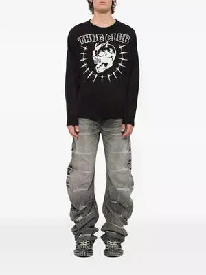 THUG CLUB Tc Riding Skull Knit Sweater