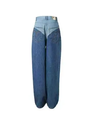PUSHBUTTON Two-tone Wide-leg Jeans
