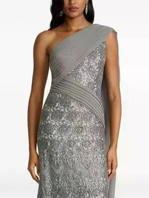 Tadashi Shoji Eamon Sequin-embellished One-shoulder Gown