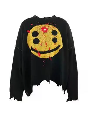 SAINT MXXXXXX Distressed Graphic Intarsia Sweater