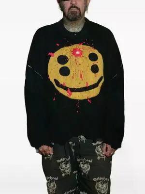 SAINT MXXXXXX Distressed Graphic Intarsia Sweater