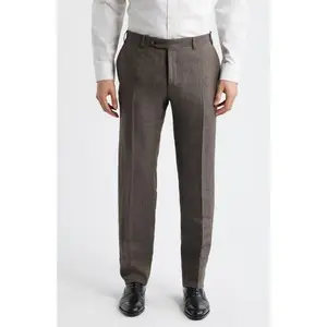 Canali Siena Regular Fit Flat Front Linen Suit Pants