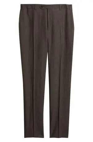 Canali Siena Regular Fit Flat Front Linen Suit Pants