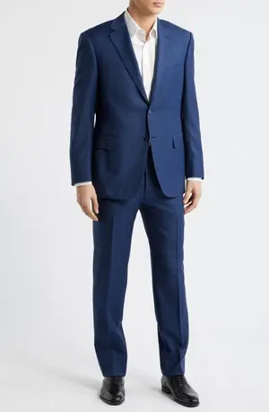 Canali Siena Regular Fit Mélange Wool Suit - Blue