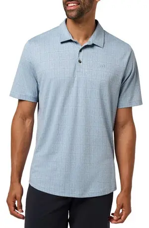 Travis Mathew Cabana Floral Jacquard Polo - Ash Blue