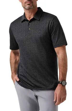 Travis Mathew Cabana Floral Jacquard Polo - Ebony