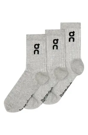 On 3-pack Cotton Blend Logo Crew Socks - Heather Gray