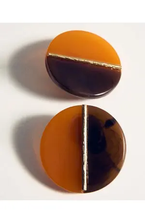 Mango Round Resin Drop Earrings With Goldtone Plate