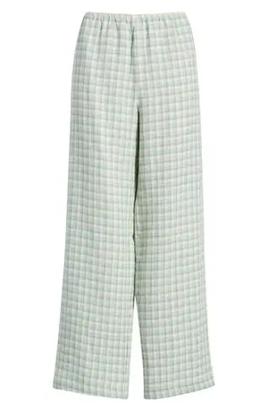 REFORMATION Lilah Check Print Wide Leg Linen Pants