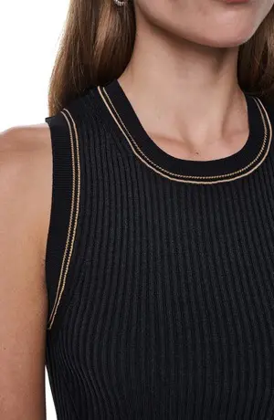 Dkny Contrast Stitch Ribbed Knit Tank