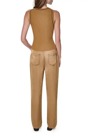 Dkny Contrast Stitch Ribbed Knit Tank - Dune