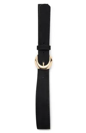 Mango Oval Buckle Suede Belt - Black