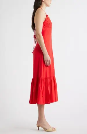 Chelsea28 Appliqué Tie Halter Midi Dress