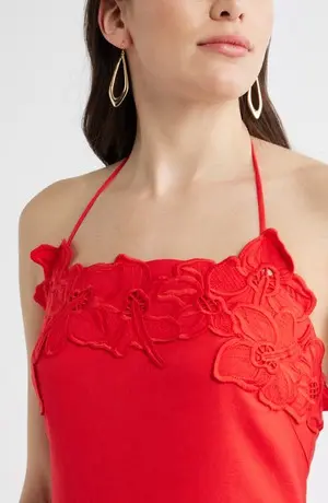 Chelsea28 Appliqué Tie Halter Midi Dress