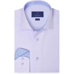 David Donahue Trim Fit Cotton Twill Dress Shirt - Lilac