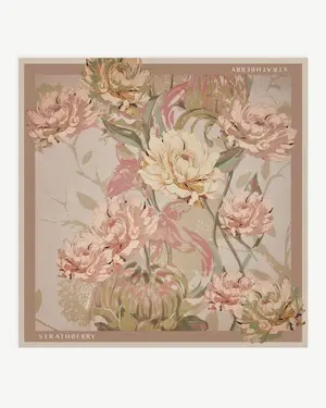 Strathberry Silk Square Scarf Neutral