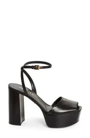 Prada Peep Toe Platform Sandal - Nero