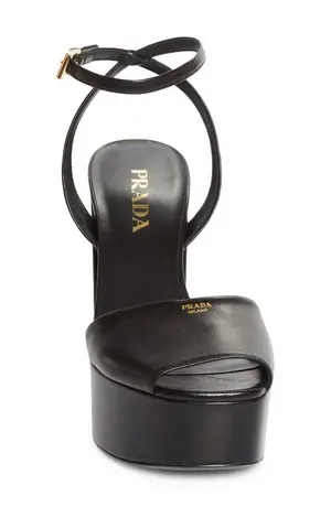 Prada Peep Toe Platform Sandal - Nero