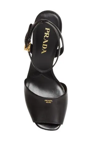 Prada Peep Toe Platform Sandal - Nero