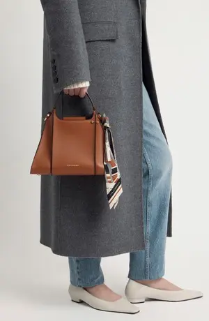 Strathberry Ark Shell Leather Top Handle Bag - Chestnut