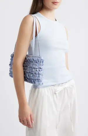 DAMSON MADDER Sophia Ruffle Baguette Shoulder Bag
