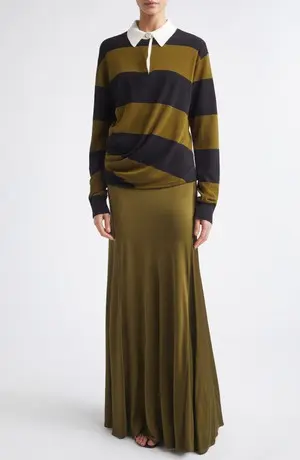 Proenza Schouler Striped Ruched Cotton Rugby Shirt