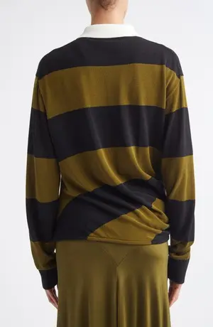 Proenza Schouler Striped Ruched Cotton Rugby Shirt
