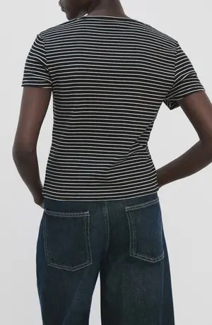 Mango Striped T-shirt With Bow Embellishments
