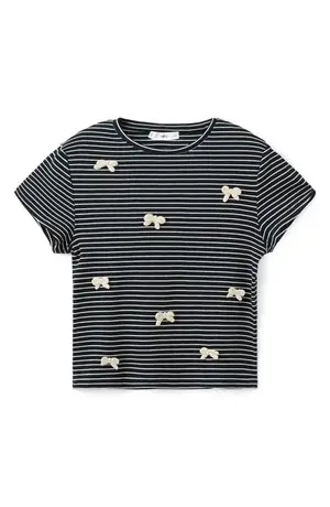 Mango Striped T-shirt With Bow Embellishments