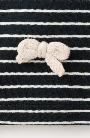 Mango Striped T-shirt With Bow Embellishments