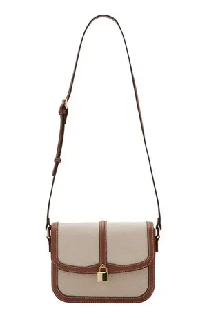Mango Contrasting Canvas & Faux Shoulder Bag