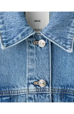 Mango Oversize Cropped Denim Jacket With Spread Collar
