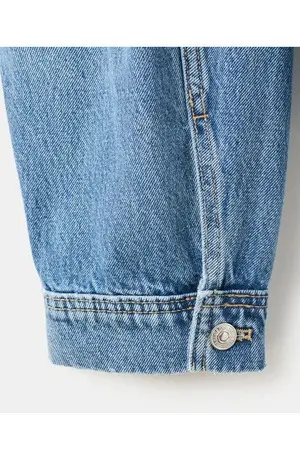 Mango Oversize Cropped Denim Jacket With Spread Collar