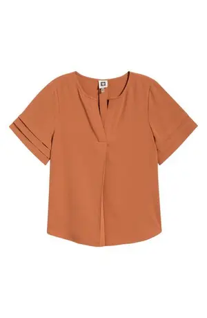 Anne Klein Pleated Split Neck Top