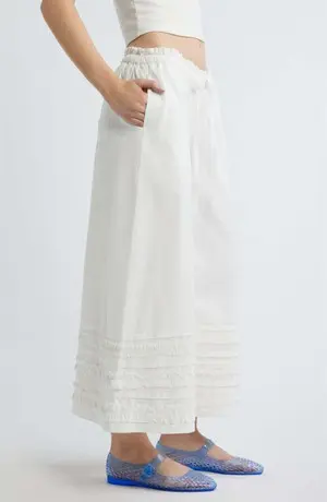 DAMSON MADDER Florintina Ruffle Bloomers Crop Wide Leg Pants