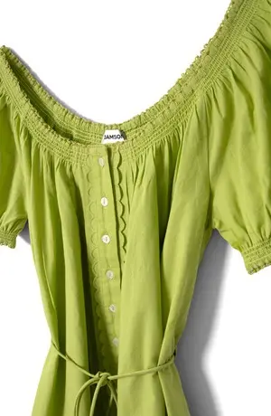 DAMSON MADDER Jayne Organic Cotton Mini Dress - Celery