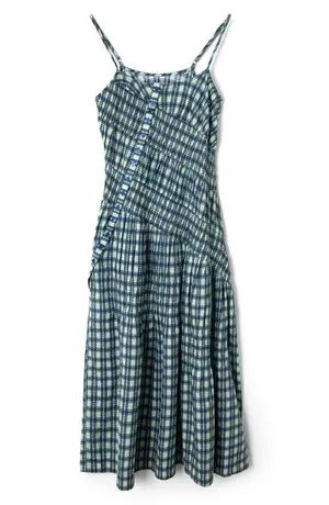 DAMSON MADDER Lyra Check Sleeveless Midi Dress