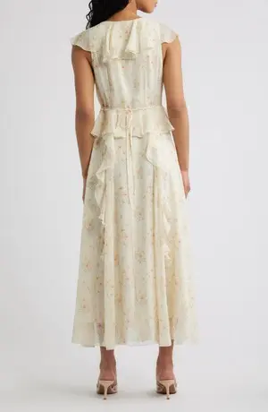 Lulus Bea Cascade Ruffle Midi Dress