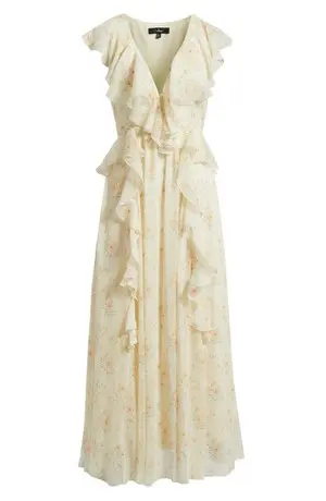 Lulus Bea Cascade Ruffle Midi Dress