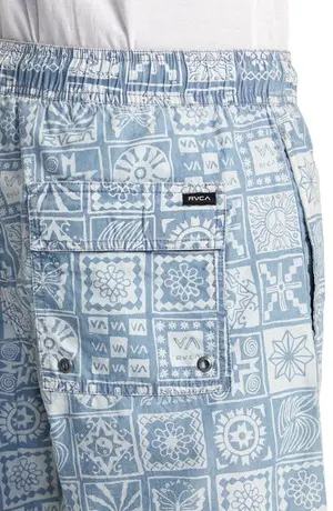 Rvca Escape Cotton Chambray Drawstring Shorts