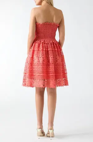 MARCIANO Malene Strapless Lace Dress