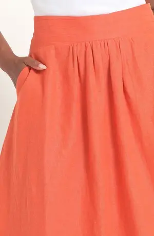 ESTELLE Kaia Linen Blend Midi Skirt